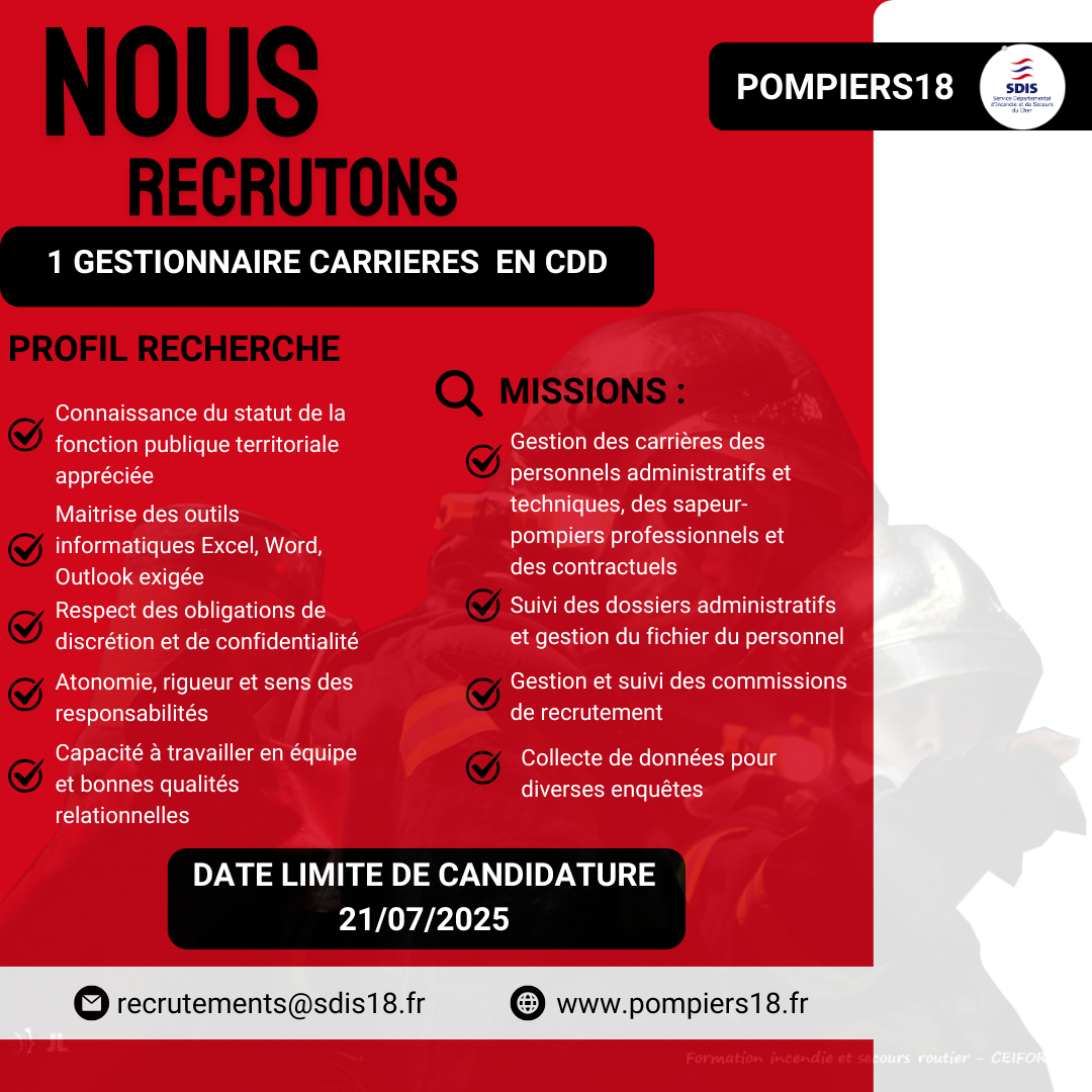 pompiers18.fr – Site officiel des pompiers du Cher